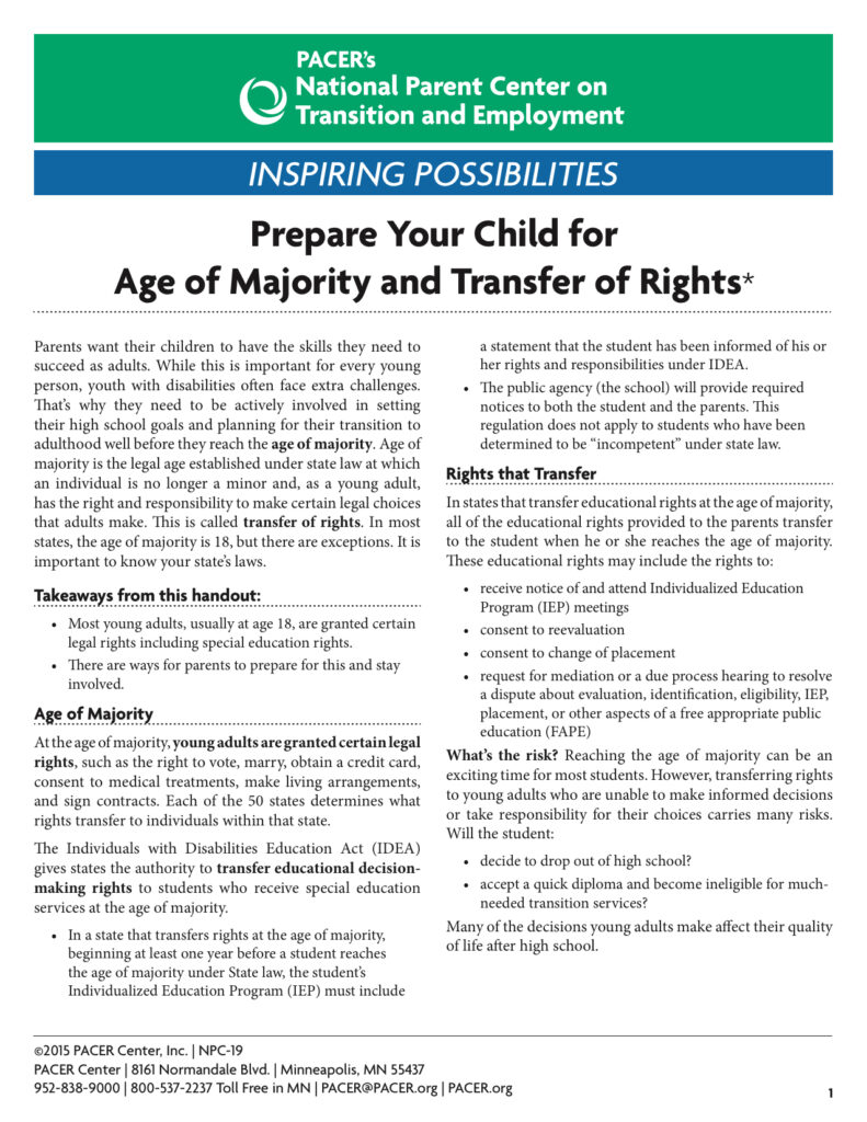 NPC-19 Age of Majority - Chapman University | Transition CA