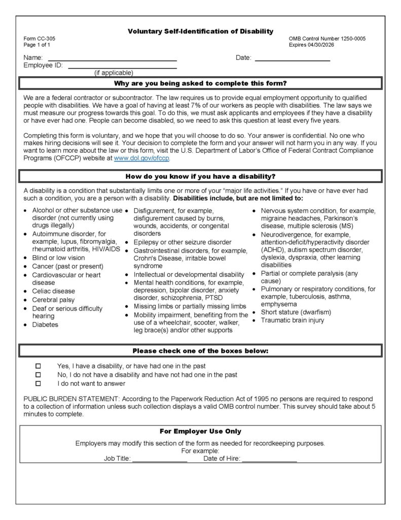 503 Self-ID Form 2023 - Chapman University | Transition CA