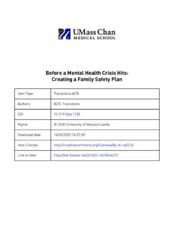 Before a Mental Health Crisis Hits Family Safety Plan 2020 - Chapman ...