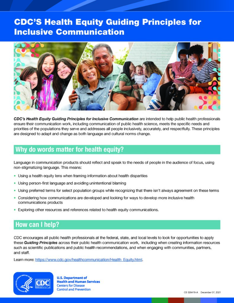 Health Equity Guiding Principles for Inclusive Communication - Chapman ...