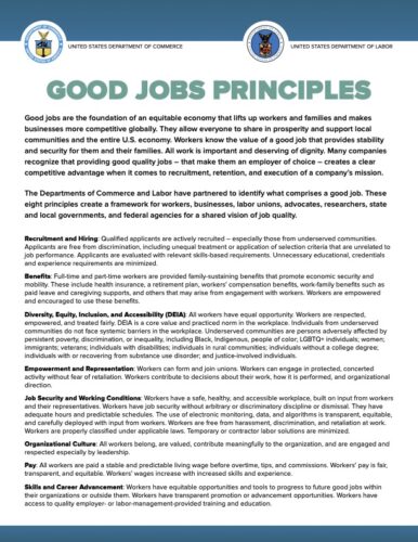 Good Jobs Summit Principles Factsheet - Chapman University | Transition CA