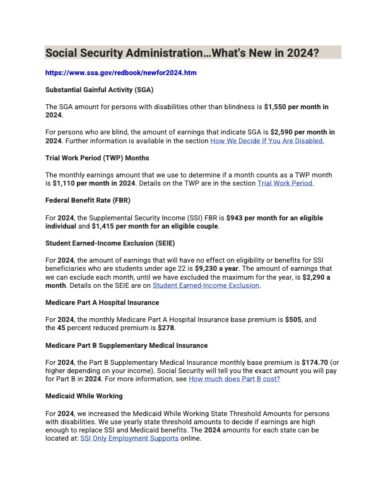 SSA Benefits… What is new in 2024 - Chapman University | Transition CA