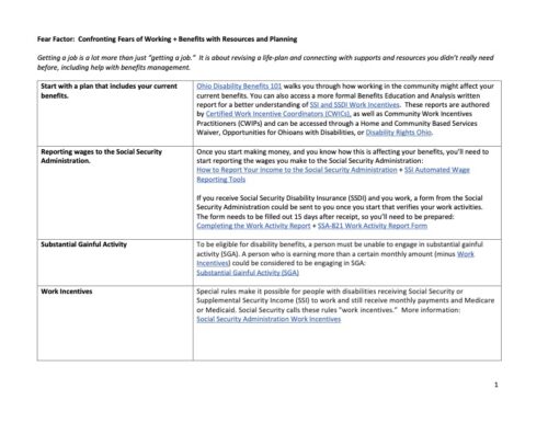 Fear Factor: Confronting Fears of Working + Benefits with Resources and ...