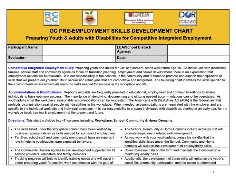 OCWBL#1 8-8-24 OC Pre Employment Skills Development Chart - Chapman ...