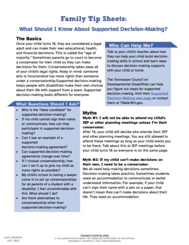 Parent Tip Sheet SDM - Chapman University | Transition CA