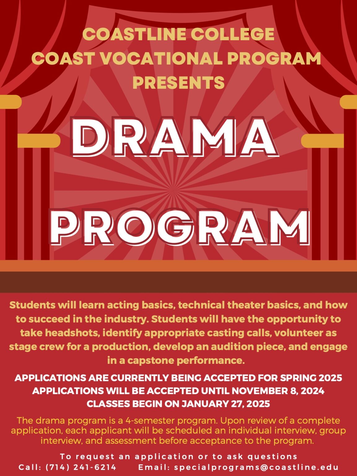 CCC Drama Program Flyer – SPRING 2025 - Chapman University | Transition CA